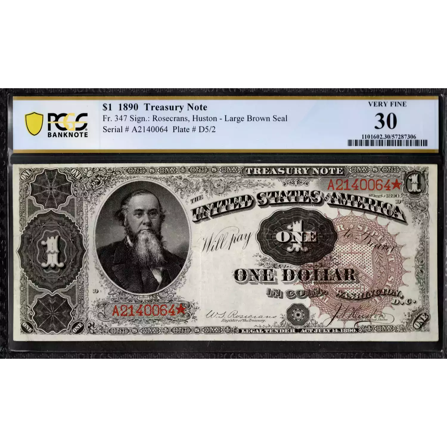 $1 1890 Large Brown Treasury or Coin Notes 347 - Executive Currency
