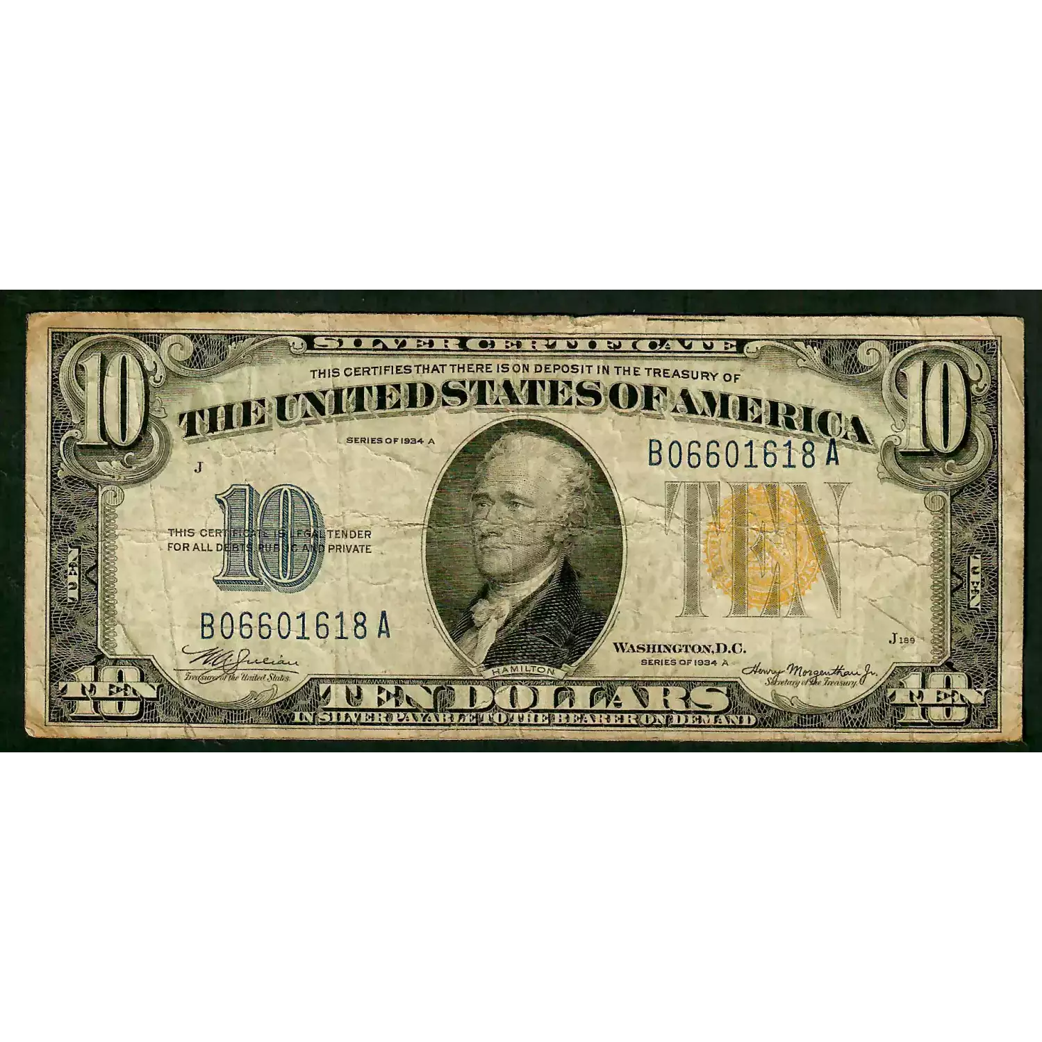 $10 1934-A yellow seal Emergency Notes Issued During WW2 2309 ...