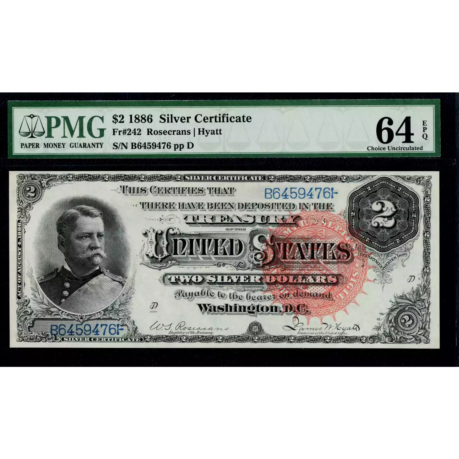 $2 1886 Large Red Silver Certificates 242 - Executive Currency