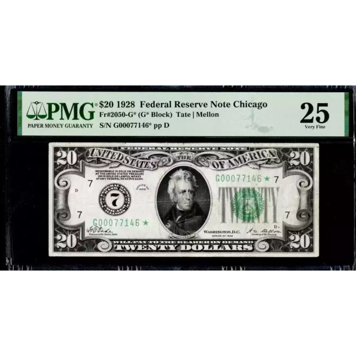 $20 1928 Green seal. Small Size $20 Federal Reserve Notes 2050-G ...