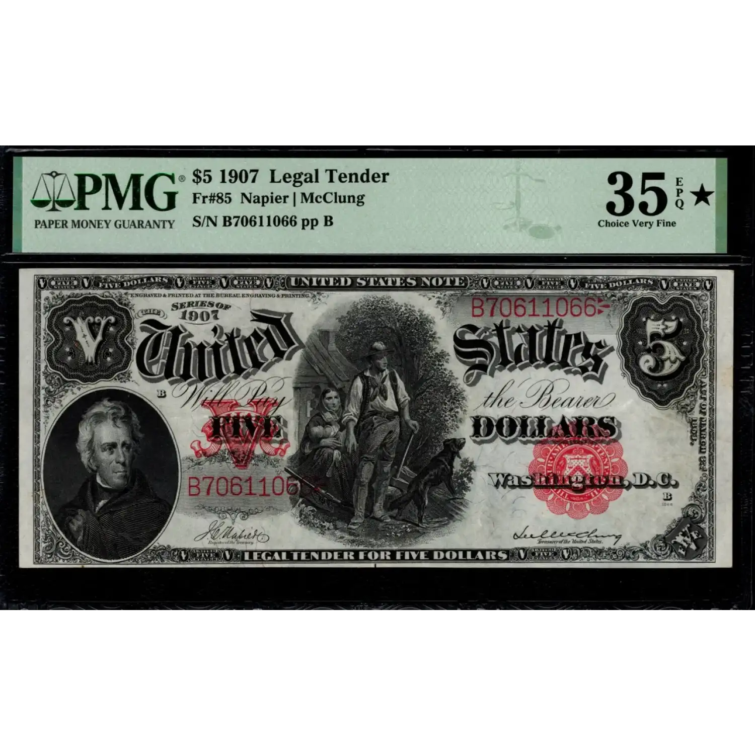 $5 Small Red, scalloped Legal Tender Issues 85 - Executive Currency