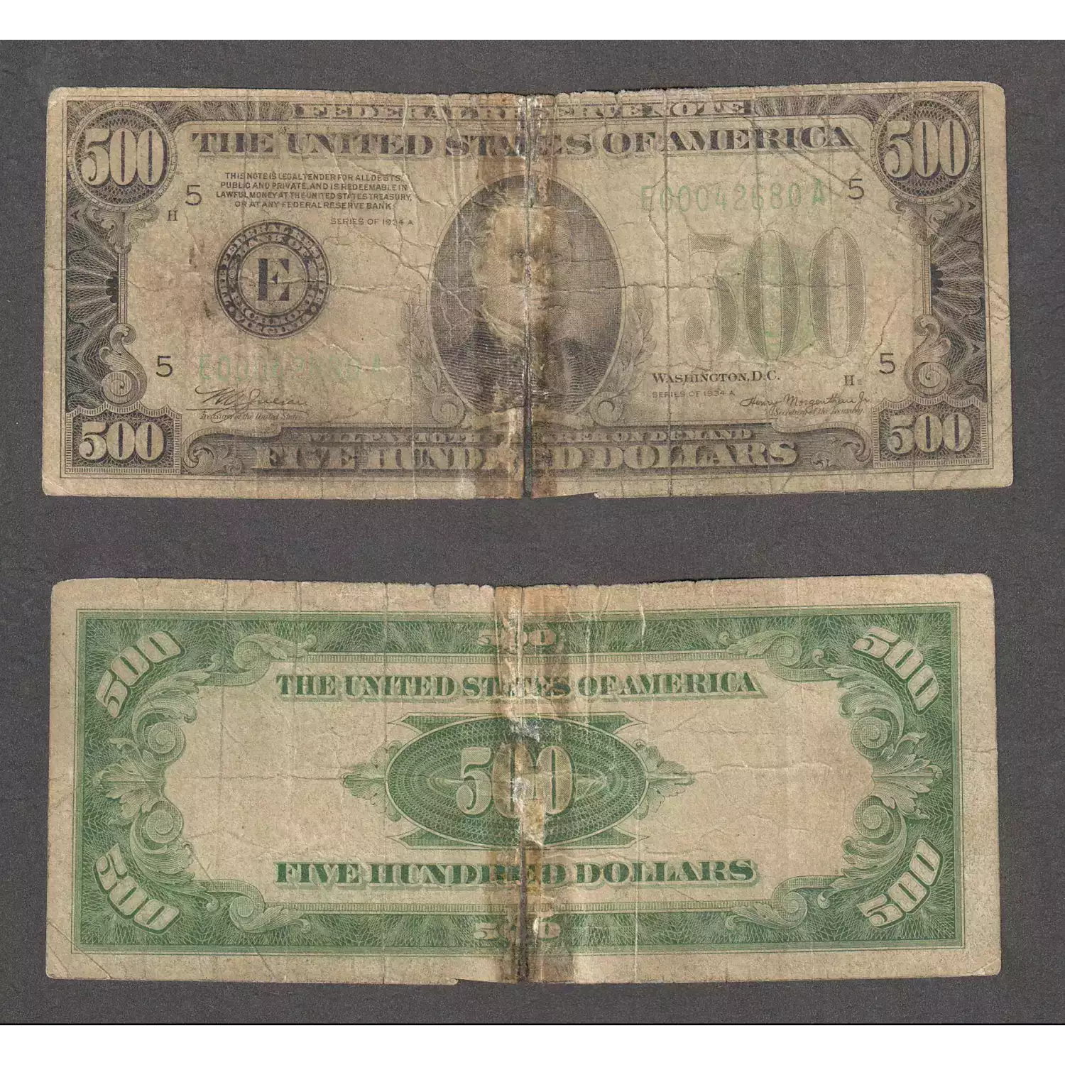 $500 1934-A. High Denomination Notes 2202-E - Executive Currency